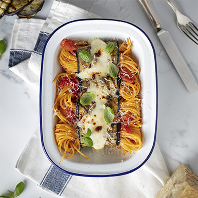Baked spaghetti and Aubergine rolls with Grana Padano - Grana Padano